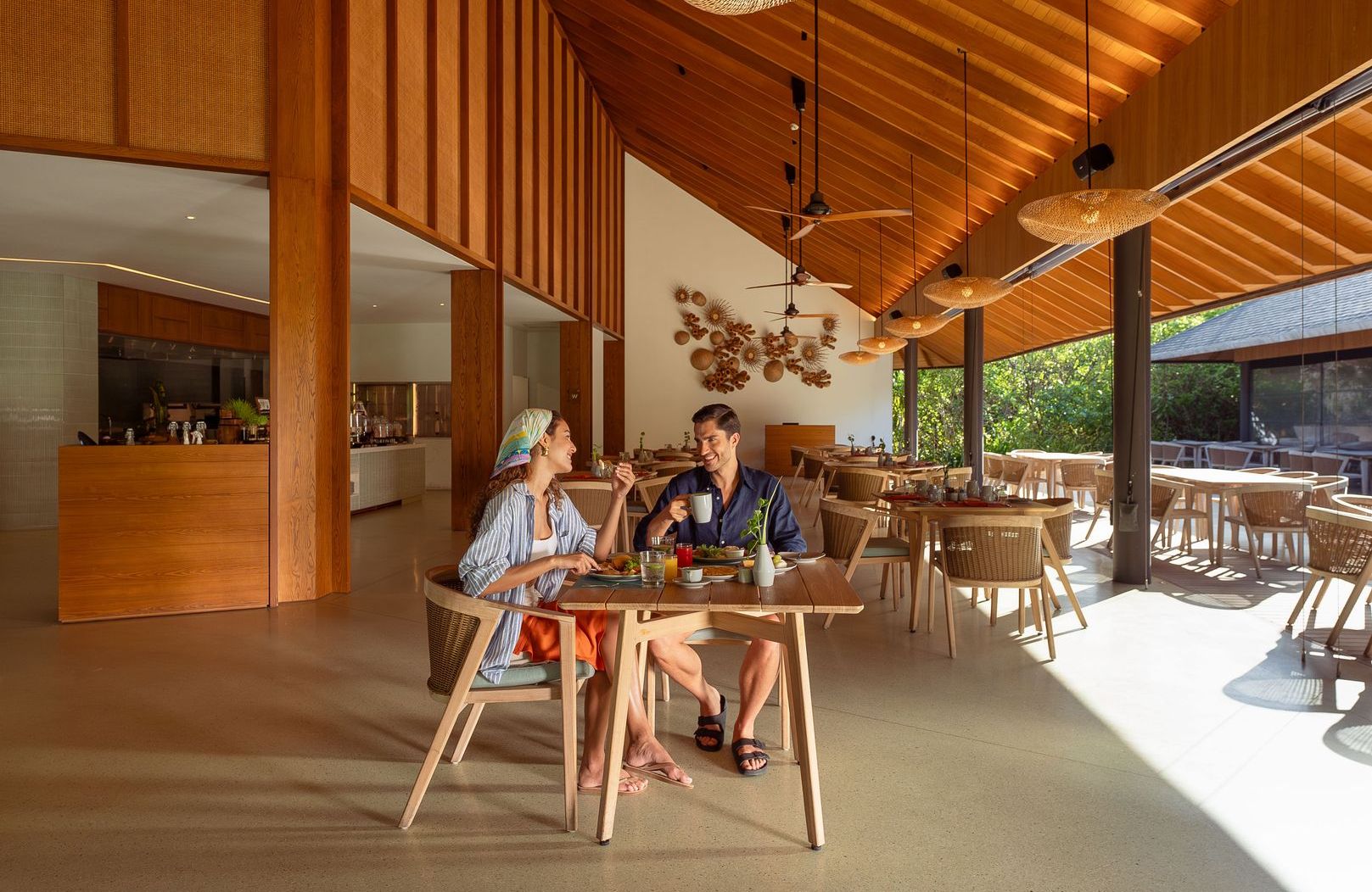 The modern restaurant at the resort offers a contemporary dining ...